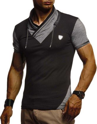 LEIF NELSON T-Shirt Herren Sommer Mit Kordelzug (Schwarz, Gr&ouml;&szlig;e M), Regul&auml;r Fit Mit Hohem Baumwolle-Anteil, Modisches M&auml;nner Kurzarm, Stylisches Mens