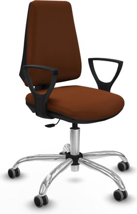 Piqueras y Crespo Elche B&uuml;rostuhl mit festen Armlehnen, ausgestattet mit Permanentkontakt und Schneidschaum, 65 mm Rollen, Parkett, Braun