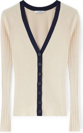 Motivi Femme, Pulls, Blanc, Taille: 38 FR Cardigan c&ocirc;tel&eacute; bicolore