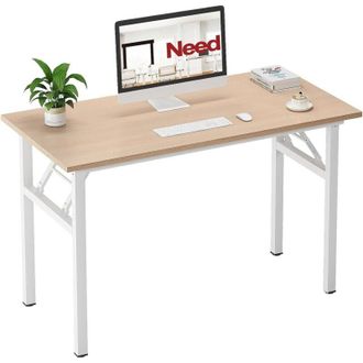 Need Need - Bureau dOrdinateur Informatique Pliante 120x60cm Table d&eacute;tude/&agrave; d&icirc;ner Pliable pour Maison/Bureau,Ch&ecirc;ne