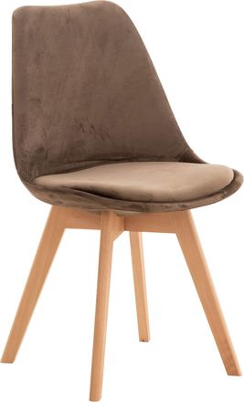 Clp Esszimmerstuhl Linares Kunststoff I Stoff I Samt I Cord I Lederoptik I Lehnstuhl Mit Holzgestell, Farbe:Dunkelbraun, Material:Samt