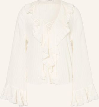 Dorothee Schumacher Dorothee Schumacher Blusenshirt Soft Stripes Mit Volants Und R&uuml;schen weiss