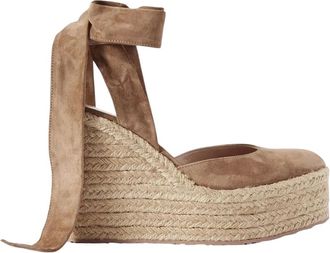 Gianvito Rossi Espadrilles compens&eacute;es en daim - Femme - Chaussures - Beige - Taille: 41 EU