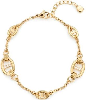 Leonardo JEWELS by Leonardo Herma 024297 Bracelet en acier inoxydable doré avec pierres de zircone incrustées, 18-23 cm de long, bijoux pour femme, Eine Grösse