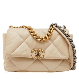 Chanel Sac &agrave; rabat 19 Pre-owned - Femme - Pre-owned - Beige - Taille: ONE Size