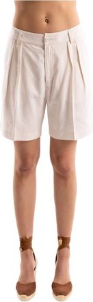 Hinnominate Hinnominate, Femme, Shorts, Beige, Taille: 40 FR Pleated Bermuda Shorts