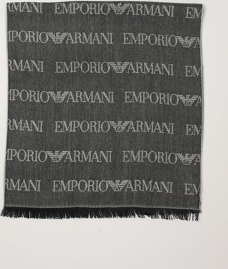 Emporio Armani Schal aus Schurwollmischung mit Jacquard-Logo-Muster