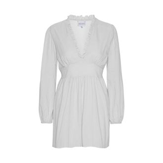 Americandreams Umi Kurzes Baumwollkleid in Uni-Farbe - - Dresses - Damen - Wei&szlig; - M