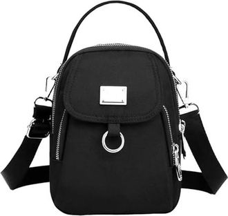 Generic Sac en toile pour femme, nouvelle atmosph&egrave;re, sac &agrave; bandouli&egrave;re en tissu multi-compartiments, sac &agrave; dos d&eacute;picerie, Noir, A