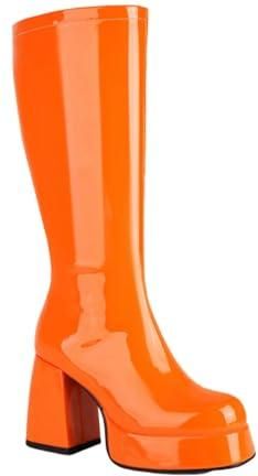 Generic Bottes longues pour femme - Couleur unie - Fermeture éclair - Talon haut - Taille 8 - Hauteur genou, Orange, 40.5 EU