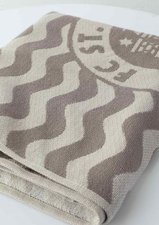 FC St. Pauli Logo Welle - Badehandtuch/Strandtuch braun- weiß 70 x 150 cm