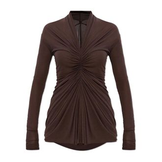 Rick Owens Femme, Blouses et Chemises, Brun, Taille: 40 FR Haut avec encolure d&eacute;corative