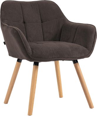 Clp Esszimmerstuhl gepolstert mit Lehne Vienna, K&uuml;chenstuhl mit Cordbezug, Sessel mit Holzgestell bis 150 kg belastbar, Farbe:braun, Gestell Farbe:Natur