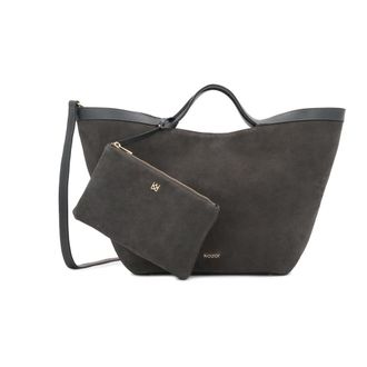 Kazar Gro&szlig;e Handtasche aus einer Kombination aus Wildleder und Naturleder - - Bags - Damen - Grau - ONE SIZE