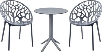 Clp Sitzgruppe Hoscana für den Garten | Wetterfestes Gartenmöbel-Set mit Tisch & stapelbaren Sessel | UV-beständig & pflegeleicht, Farbe:anthrazit