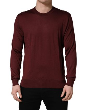 Dolce & Gabbana Mens Crew Neck Pullover Maroon Silk