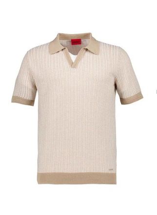 HUGO BOSS Herren Polo-Shirt beige Baumwolle-Leinen