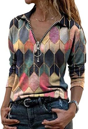 Onsoyours Femme T-Shirt Manches Longues Pull Femme Automne Sweatshirt Décontractée Col Rond Blouse Casual Shirt De Sport A Rose XL