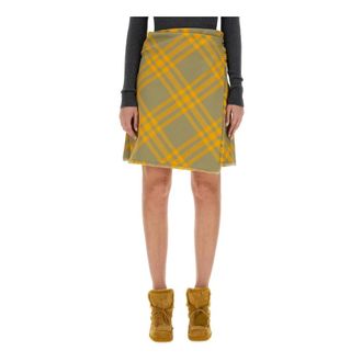 Burberry Femme, Jupes, Jaune, Taille: 34 FR Fringed Pleated Wrap Skirt