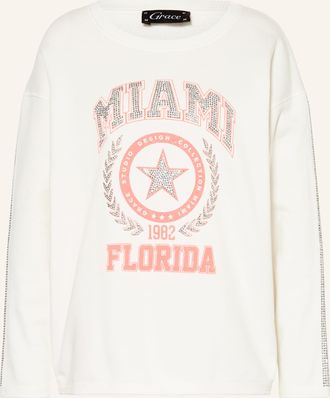 Grace Grace Sweatshirt Mit Schmucksteinen weiss