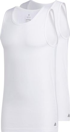 adidas Herren-Tanktop aus Stretch-Baumwolle, 2er-Pack, Wei&szlig;/Wei&szlig;, XXL