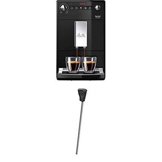 MELITTA Purista F 230-102 Kaffeevollautomat mit fl&uuml;sterleisem Kegelmahlwerk (Direktwahltaste, 2-Tassen Funktion, 20 cm Breite) schwarz + Milchlanze f&uuml;r Kaffee