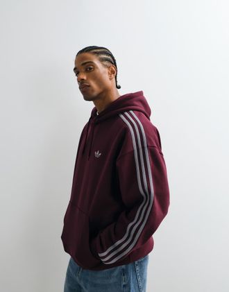 adidas Originals hoodie &agrave; trois bandes bordeaux-Rouge