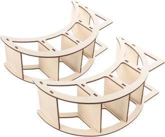 Angoily 2 St&uuml;ck Teiliges Holzregal Mondform Rustikale Tischdekoration Stabile Aufbewahrung f&uuml;r Kristalle Schmuckregal &Auml;sthetisches Holzregal Wohnzimmer Schlaf