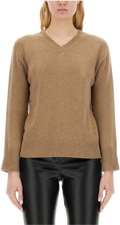 Max Mara Femme, Pulls, Beige, Taille: 40 FR Maille encolure en V