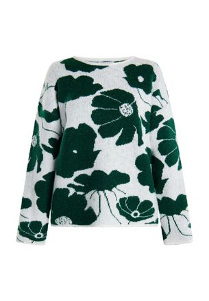 Usha Strickpullover Damen Wei&szlig; Gr&uuml;n