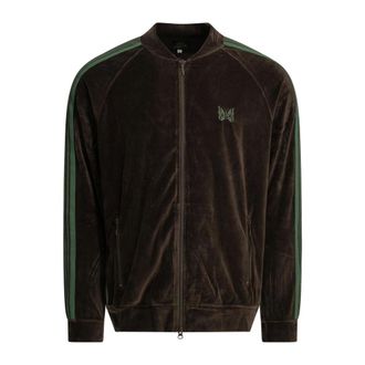 Needles Veste de surv&ecirc;tement en velours avec broderie papillon - Homme - Sweatshirts et sweats &agrave; capuche - Brun - Taille: L