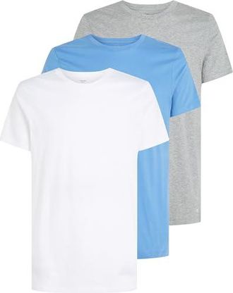 Calvin Klein T-Shirts Manches Courtes Lot de 3 Homme en Coton, Multicolore (White, Grey Heather, Glacier), L