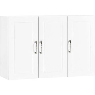 SoBuy Sobuy - Armoire murale de salle de bain FRG231LW - Meuble haut avec 3 portes - Dimensions 90x30x60 cm - MDF blanc pour rangement esth&eacute;tique