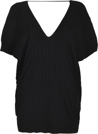 Plan C Plan C, Femme, Pulls, Noir, Taille: 46 FR Pull en maille &agrave; col en V