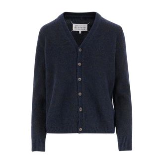 Maison Margiela Femme, Pulls, Bleu, Taille: 42 FR Pull en Laine Bleu Col en V