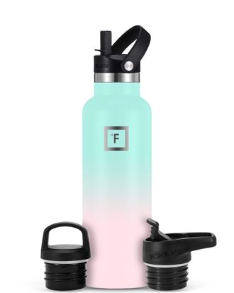 Iron Flask Edelstahl Trinkflasche mit 3 Deckel - Auslaufsicher Thermosflasche - Metall Wasserflasche Doppelwandig Isoliert BPA-freie fur Sport Schule Fitness Cam