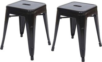 Hhg 2er-Set Hocker HHG 804, Metallhocker Sitzhocker, Metall Industriedesign stapelbar schwarz