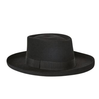 Loro Piana Schwarzer Hut mit Rohem Rand und Tonaler Band - - Accessories - Damen - Schwarzk - M