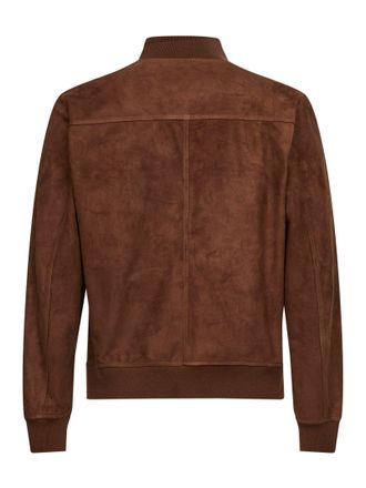 Salvatore Santoro Mens Bomber Jacket Cookie Suede Brown Ovine Leather