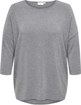 Only Carmakoma Carlamour 3/4 Top JRS Noos T-Shirt Manches Longues, Gris foncé chiné/détail : mélangé, 50-52 Femmes