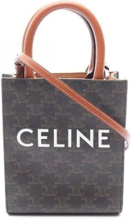 Celine Sac &agrave; main Pre-owned Mini Vertical Cabas Triomphe en cuir 2way - Femme - Pre-owned - Brun - Taille: ONE Size