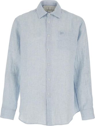 ERL Erl, Homme, Chemises, Bleu, Taille: M Chemise &agrave; Carreaux Tiss&eacute;e