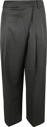 Ganni Femme, Pantalons, Noir, Taille: 32 FR Pantalon Mi-Taille en Laine Calandr&eacute;e
