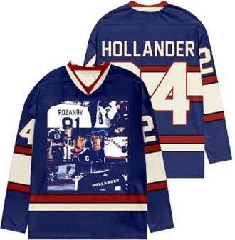 Generic Maillot de hockey avec imprim&eacute;s inspir&eacute;s de la rivalit&eacute; chauffante - Pull unisexe &agrave; col en V &agrave; manches longues, style fan de sport streetwear pour les