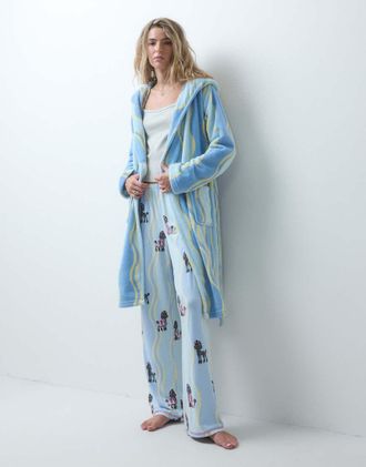 Urban Threads peignoir &agrave; capuche en polaire imprim&eacute; vague bleue