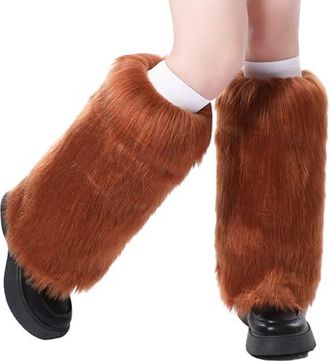 Generico Jambi&egrave;res pour femme en fourrure synth&eacute;tique chaussettes chaudes et douces au genou couvre-chaussures chaussettes dautomne froides costume &agrave; th&egrave;me car