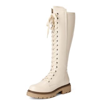 Dream Pairs Kniehohe Damenstiefel Stiefel Damen Flach rutschfeste Laufsohle Stylisch & Praktisch Winterstiefel Damen SDKB2203W-E BEIGE Gr&ouml;&szlig;e 40 (EUR)