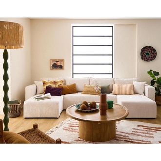 Best Mobilier Bestmobilier - Topaze - canapé panoramique en u - 7 places - convertible avec coffre - en velours côtelé plat