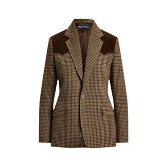 Polo Ralph Lauren Femme, Vestes, Multicolore, Taille: 34 FR Blazer en tweed avec empi&egrave;cements en daim