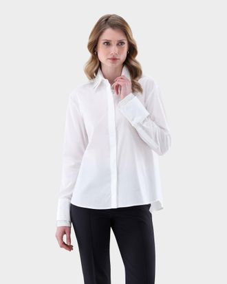 van Laack Hemdbluse mit Perlen an Kragen und Manschetten